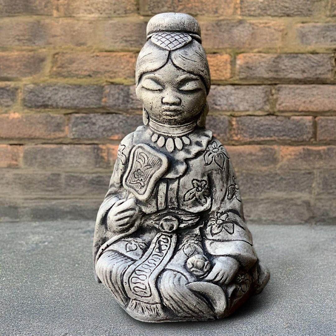 Concrete Chinese Woman Statue Asian Lady Cement Sculpture Oriental ...