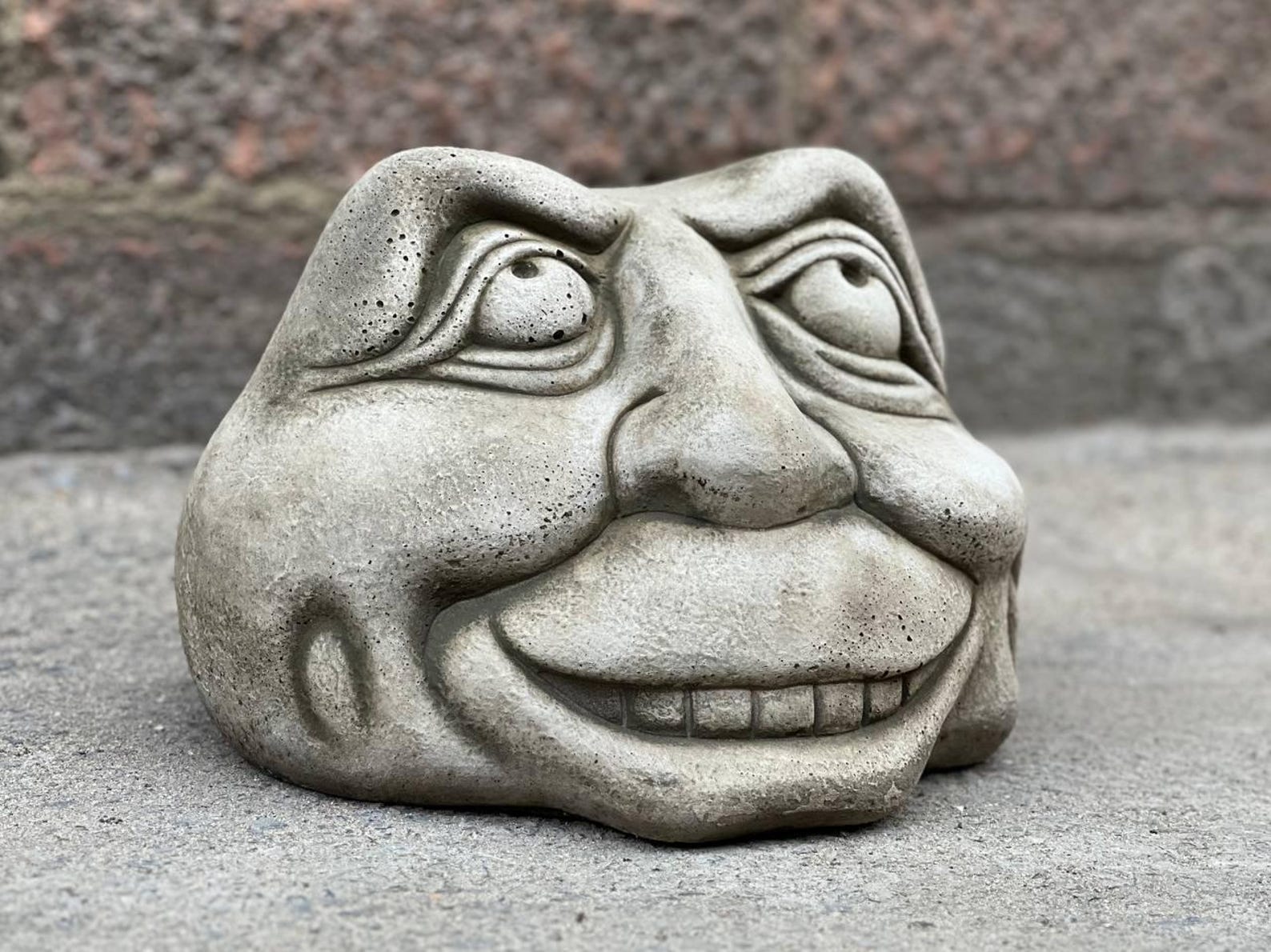Outdoor Smiling Face Sculpture Abstract Garden and Home Ornament Stone ...