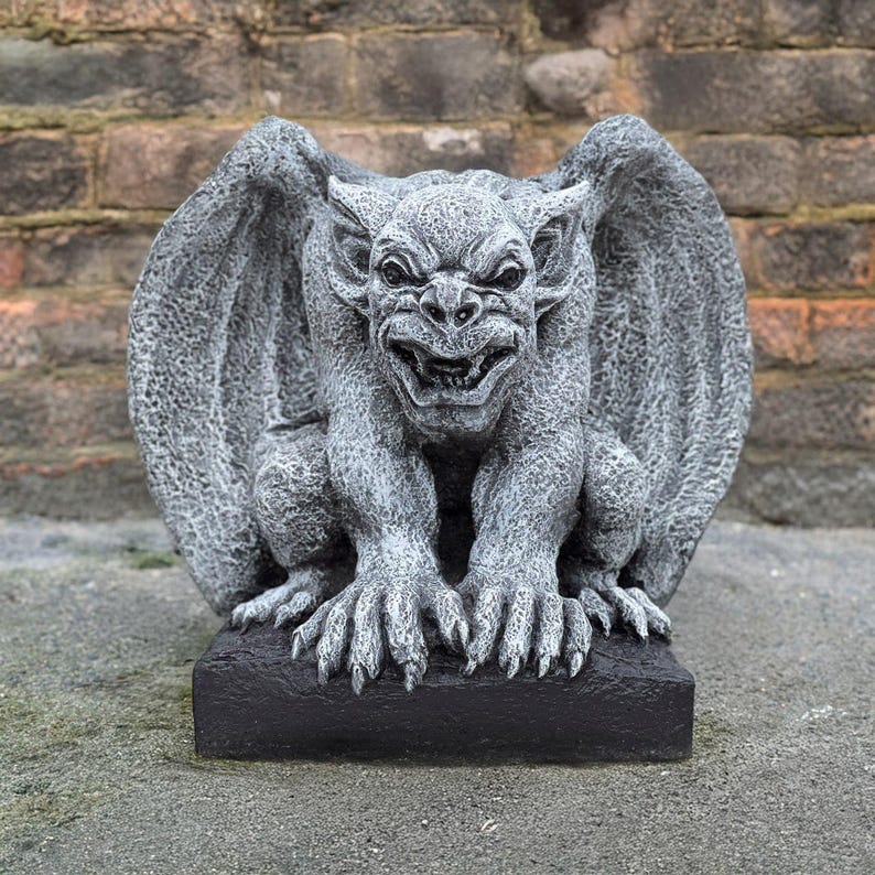 Concrete Gargoyle Statue Stone Monster Sculpture Outdoor Demon Figurine ...