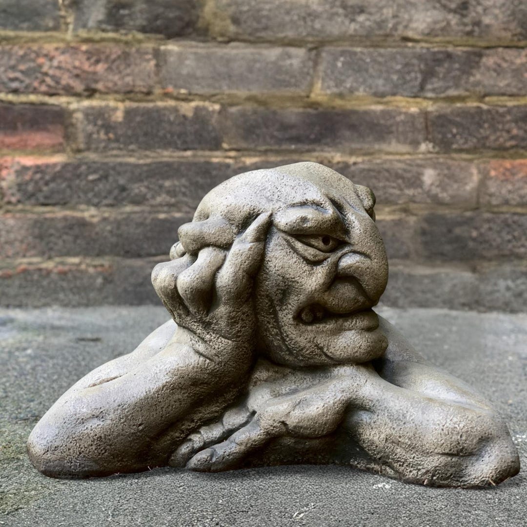 Stone Goblin Statue Concrete Gargoyle Sculpture Handmade Gothic ...
