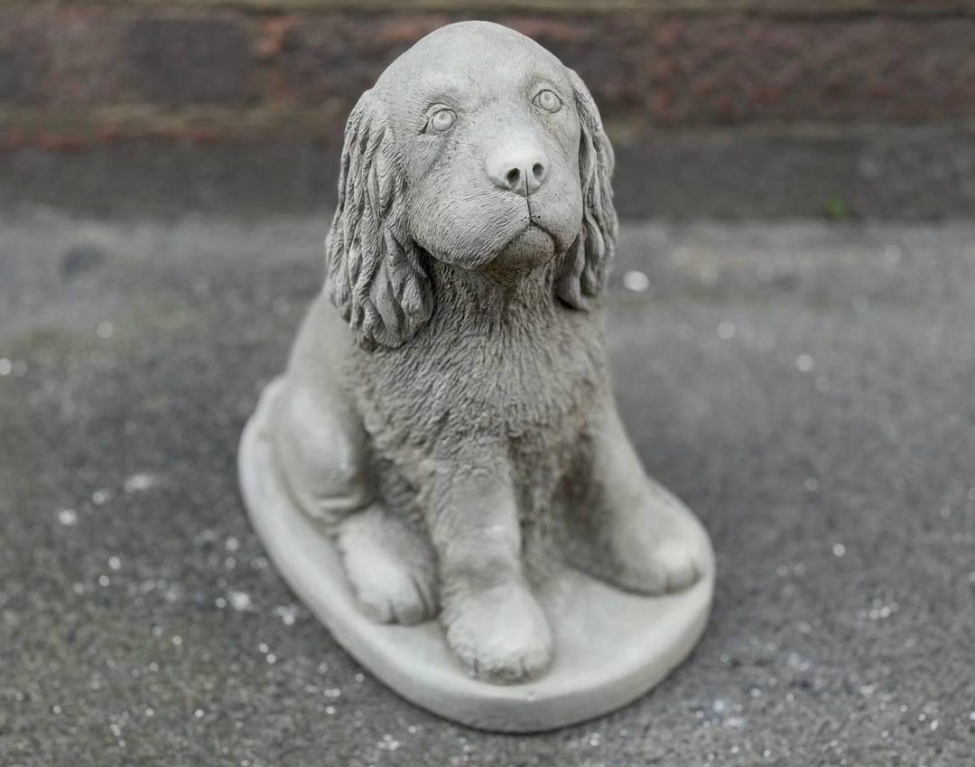 Stone Puppy Spaniel Figurine Concrete Cocker Spaniel Statue Cement Pet ...