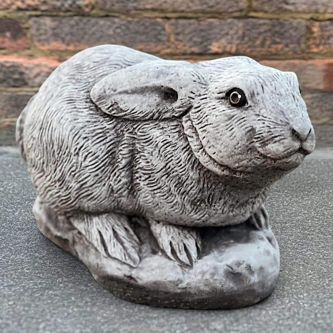 Stone Rabbit Statue Concrete Bunny Figurine Outdoor Animal Ornament ...