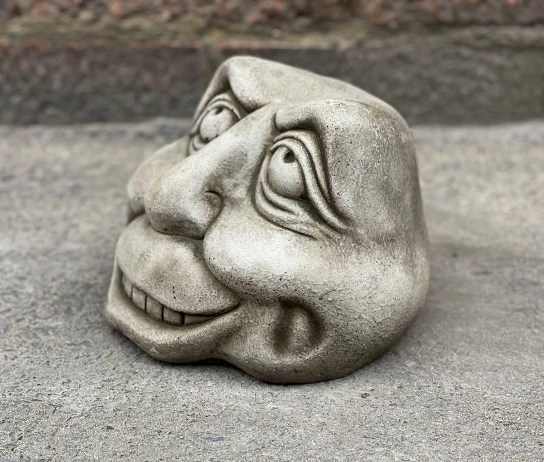 Outdoor Smiling Face Sculpture Abstract Garden and Home Ornament Stone ...