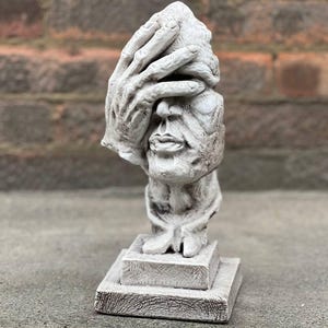 Modern Facepalm Figurine Concrete Hand Over Face Sculpture Garden Art ...