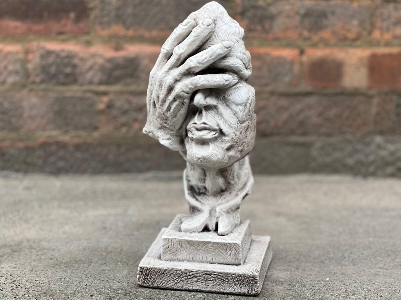 Modern Facepalm Figurine Concrete Hand Over Face Sculpture Garden Art ...
