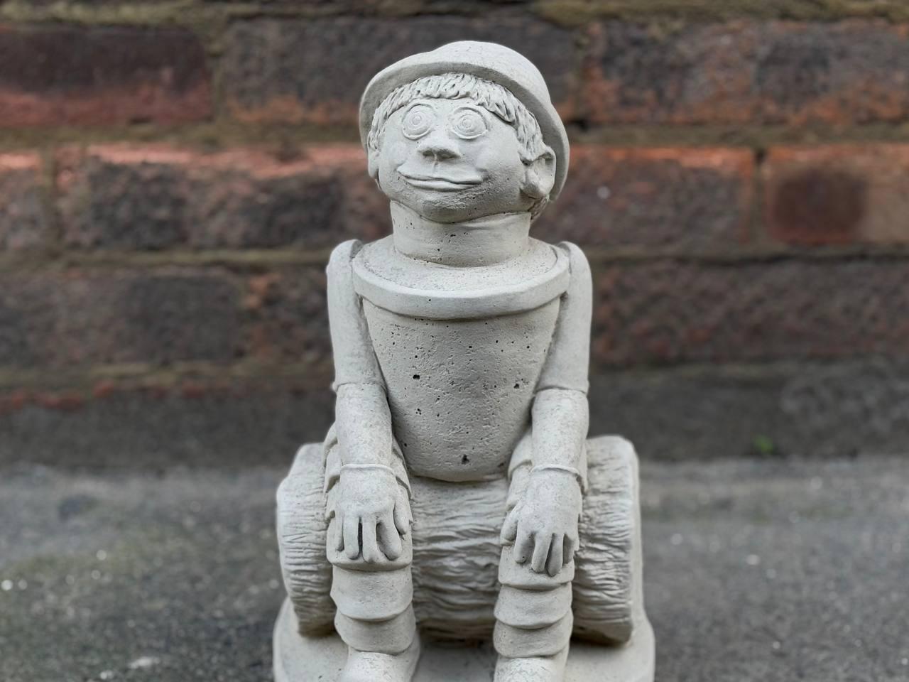 Garden Boy Statue Concrete Boy on Log Sculpture Stone Man Decoration ...