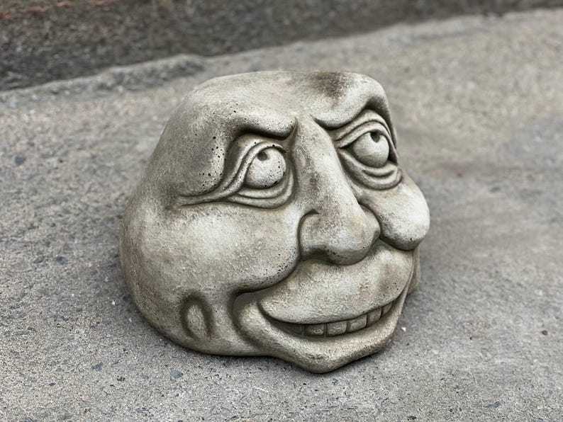 Outdoor Smiling Face Sculpture Abstract Garden and Home Ornament Stone ...