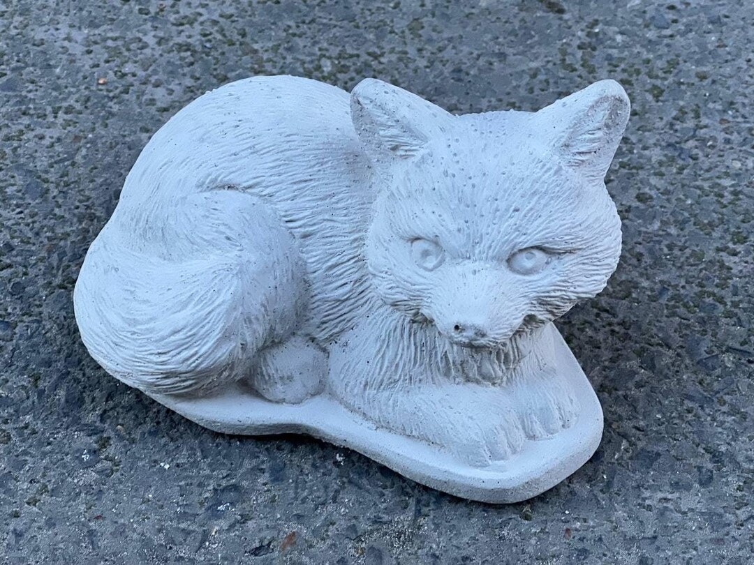 Cement Fox Sculpture Outdoor Fox Figurine Concrete Garden Animal Decor ...