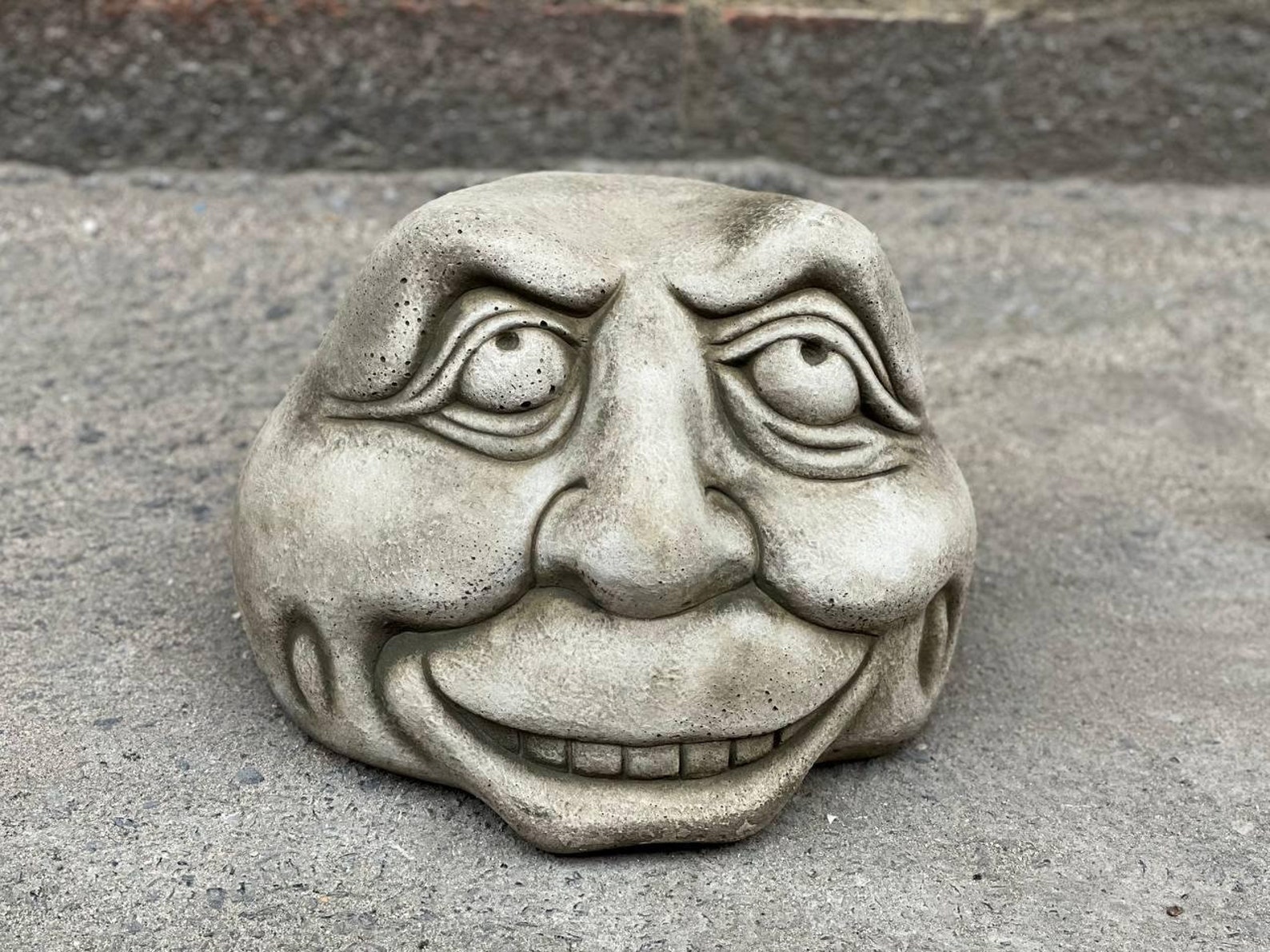 Outdoor Smiling Face Sculpture Abstract Garden and Home Ornament Stone ...