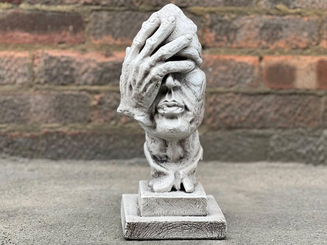 Modern Facepalm Figurine Concrete Hand Over Face Sculpture Garden Art ...