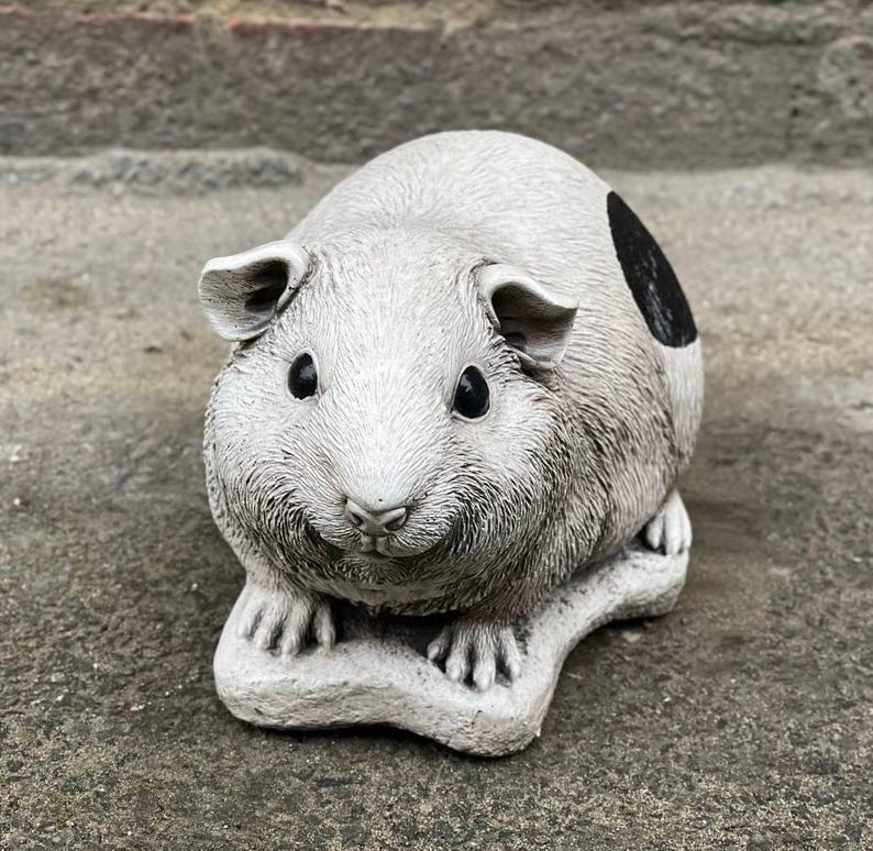 Cement Guinea Pig Statue Concrete Pet Figurine Memorial Decor Outdoor ...