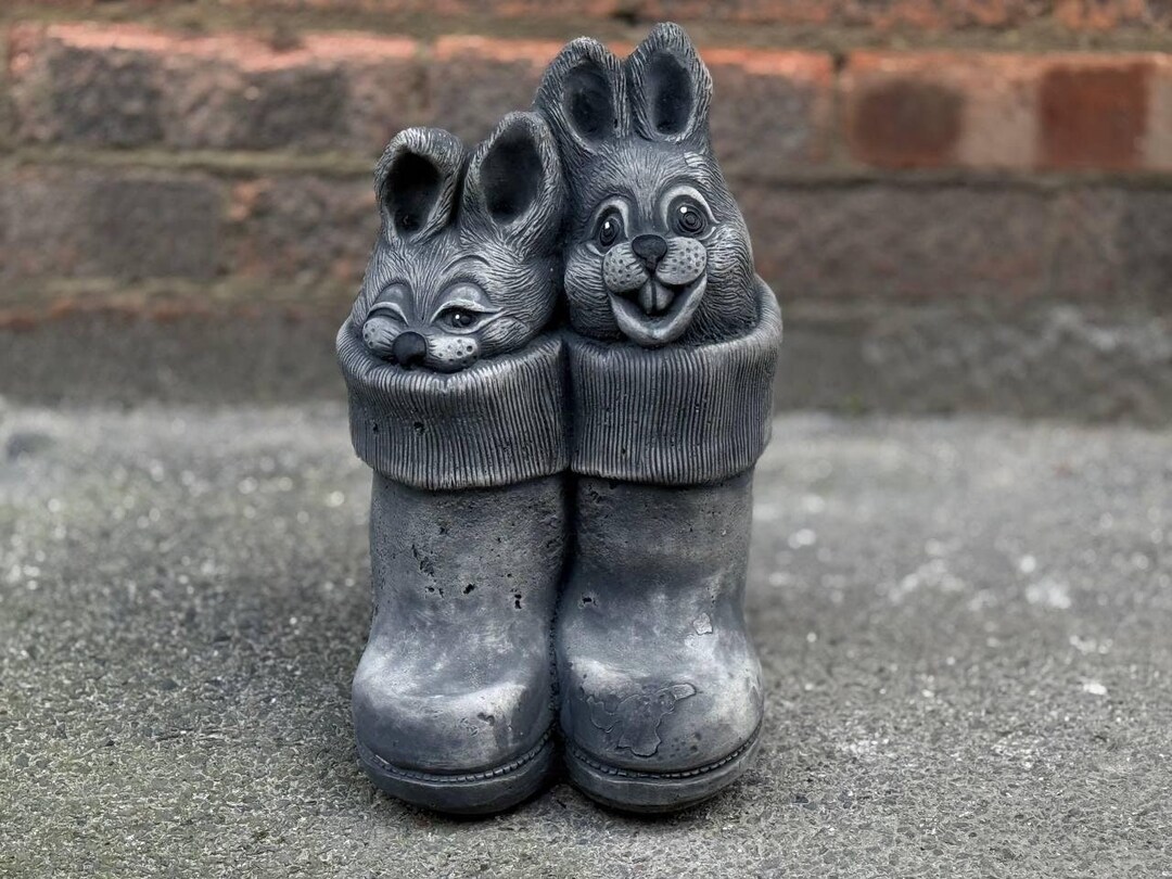 Funny Rabbit in Boots Sculpture Concrete Bunny Statue Cement Animal ...