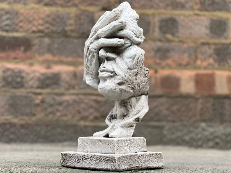 Modern Facepalm Figurine Concrete Hand Over Face Sculpture Garden Art ...