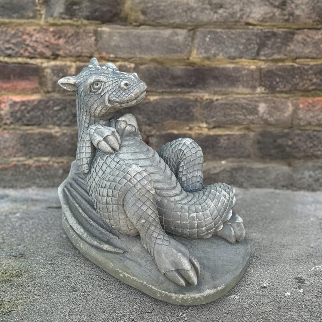 Stone Relaxed Dragon Sculpture Concrete Dragon Statue Fantasy Cement ...