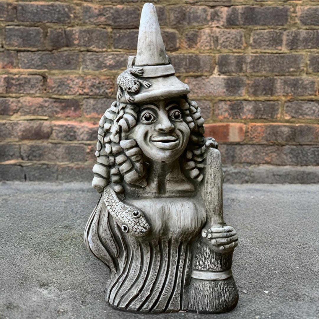 Concrete Witch Statue Stone Woman Figurine Magical Character Sculpture ...