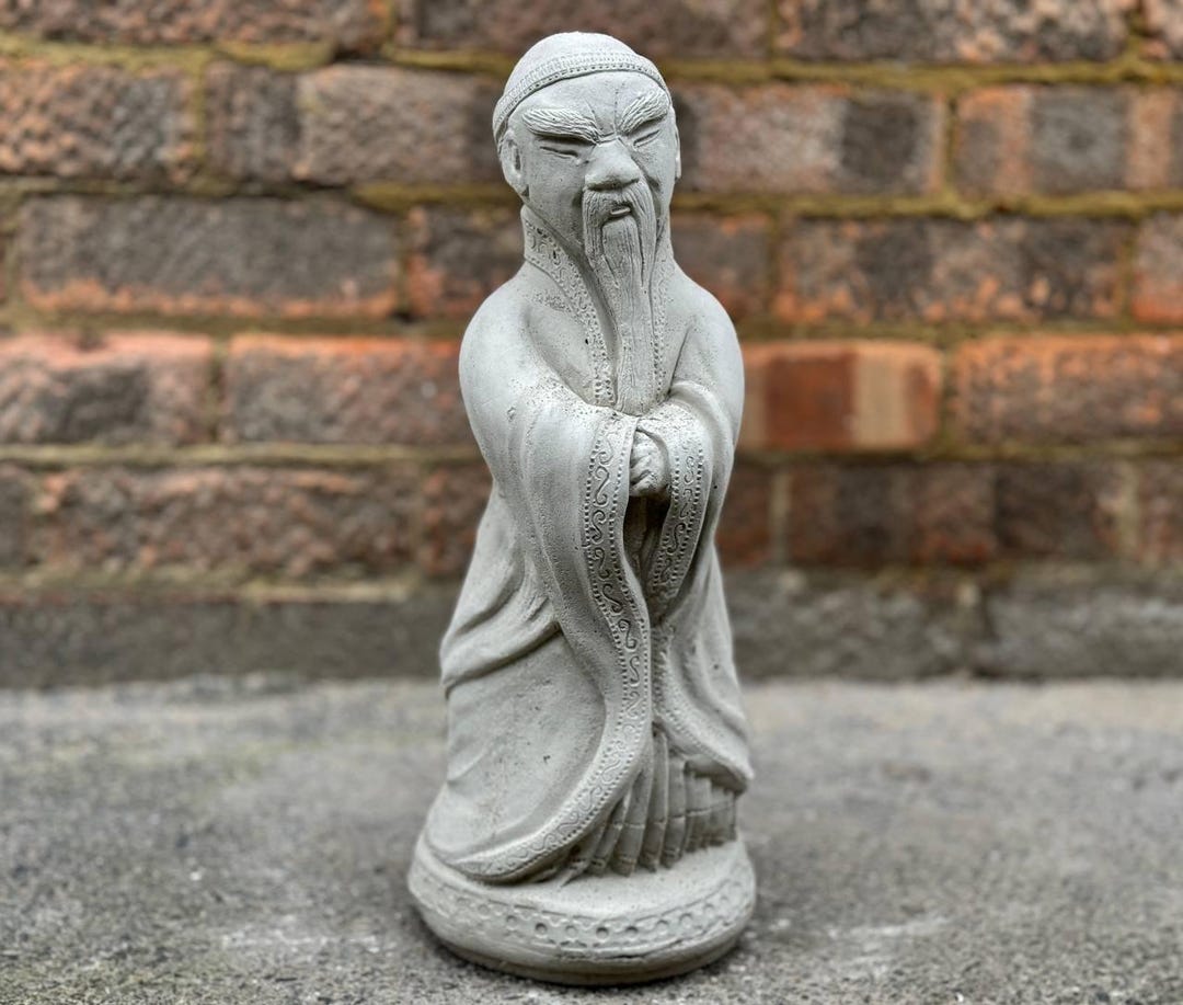Outdoor Chinese Man Statue Concrete Wise Elder Ornament Outdoor Feng ...