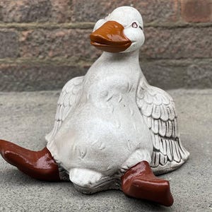 Stone Duck Statue Outdoor Goose Figurine Cement Bird Decor Concrete ...