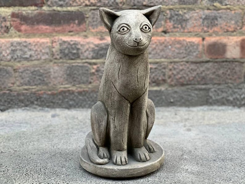 Sitting Cat Statue Outdoor Kitty Decoration Memorial Kitten Sculpture ...