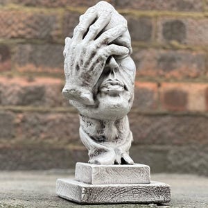 Modern Facepalm Figurine Concrete Hand Over Face Sculpture Garden Art ...