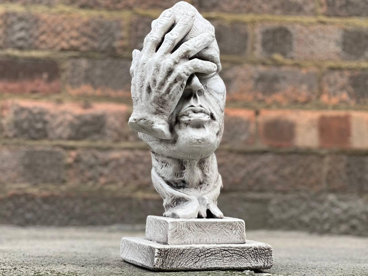 Modern Facepalm Figurine Concrete Hand Over Face Sculpture Garden Art ...