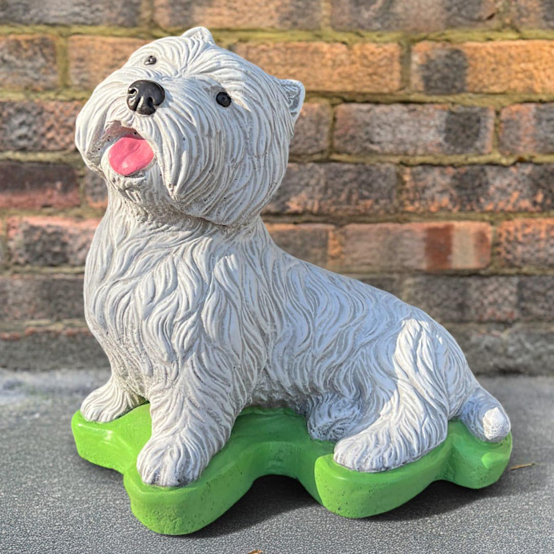Concrete Westie Dog Sculpture Stone Yorkie Figurine Outdoor Dog Statue ...