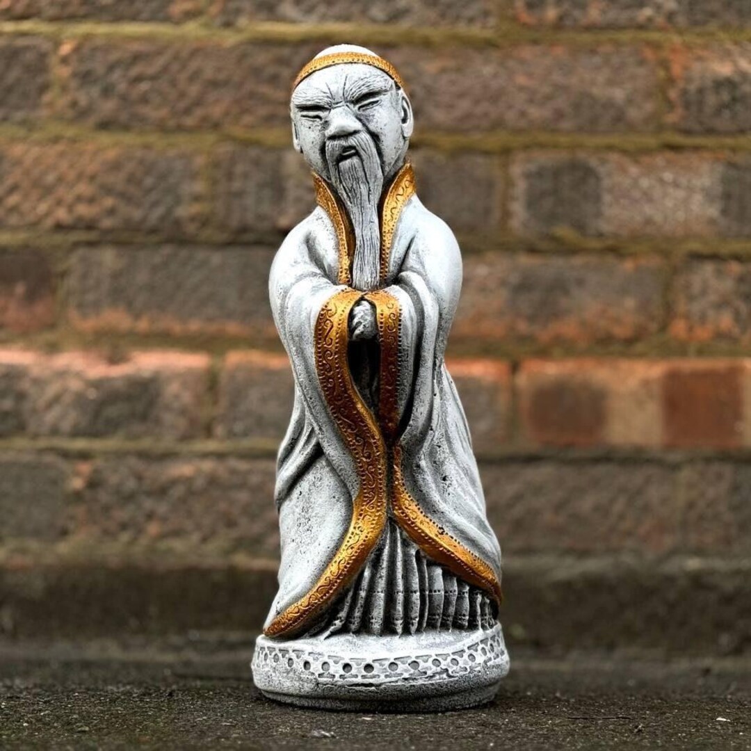 Concrete Chinese Wise Man Figurine Stone Japanese Man Statue Outdoor ...
