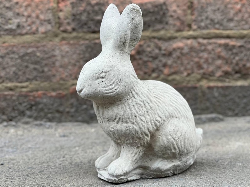 Stone Rabbit Figurine Concrete Garden and Home Bunny Statue Cement ...