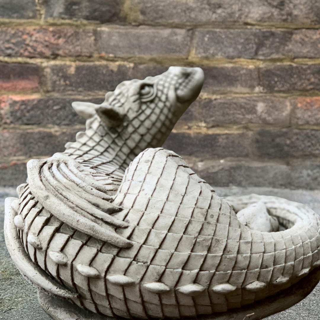 Cute Dragon Stone Sculpture Concrete Fantasy Animal Statue Handmade ...