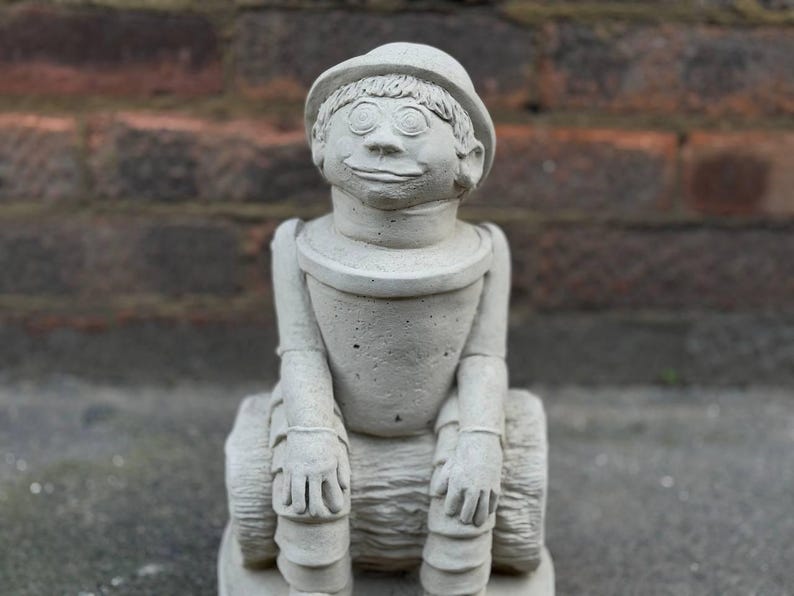 Garden Boy Statue Concrete Boy on Log Sculpture Stone Man Decoration ...