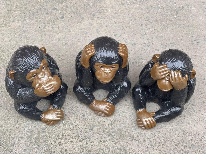 Concrete Three Wise Monkeys Statue Stone Set Monkeys Garden and Home ...
