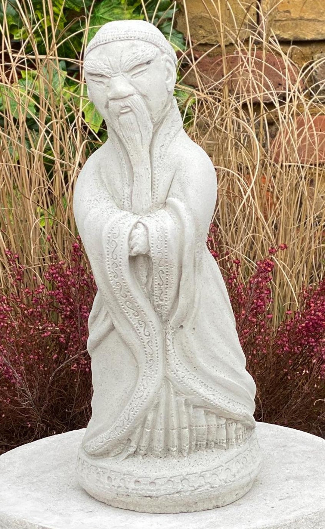 Outdoor Chinese Man Statue Concrete Old Man Figurine Stone Wise Man ...