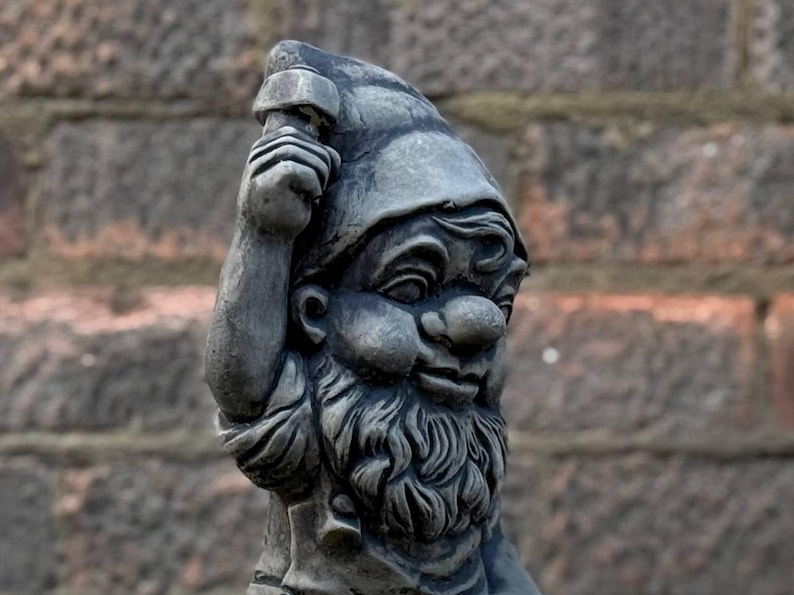 Concrete Blacksmith Gnome Statue Garden Dwarf Sculpture Handcrafted ...