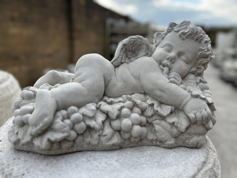 Stone Laying Angel Statue Concrete Angel Figurine Stone Memorial ...