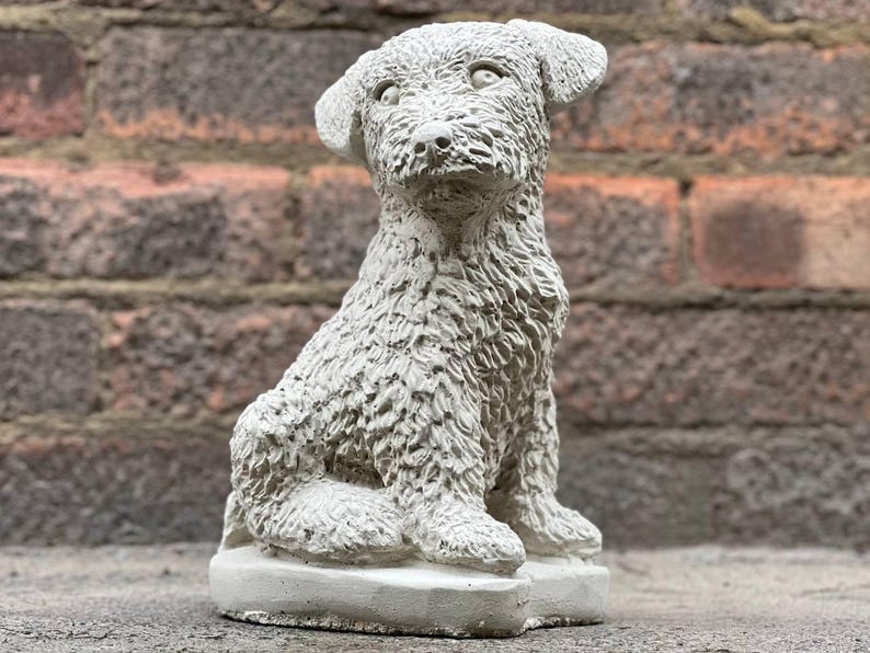 Outdoor Poodle Dog Statue Concrete Fluffy Sculpture Garden and Home ...
