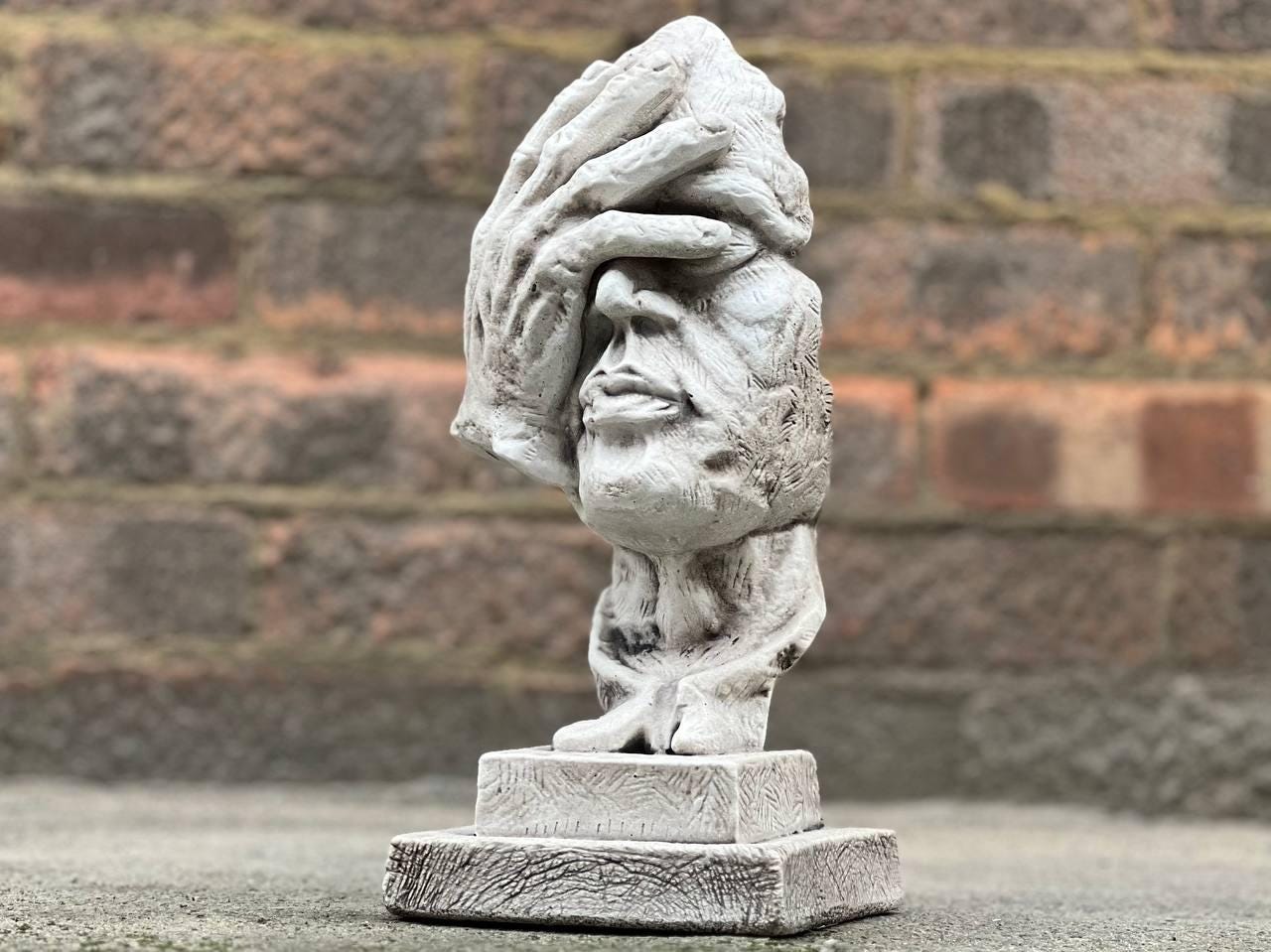 Modern Facepalm Figurine Concrete Hand Over Face Sculpture Garden Art ...