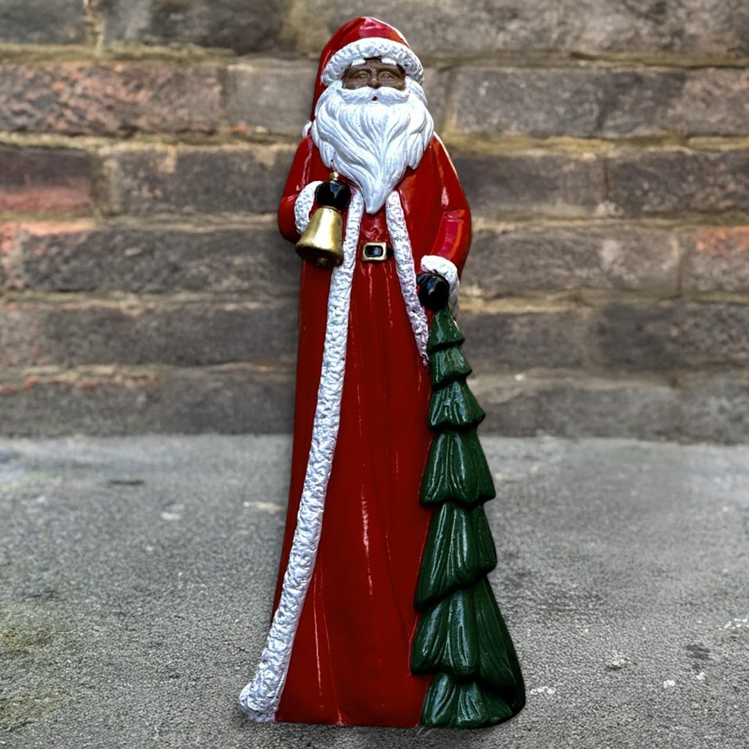 Red Santa Claus Statue Concrete Father Christmas Sculpture Outdoor ...