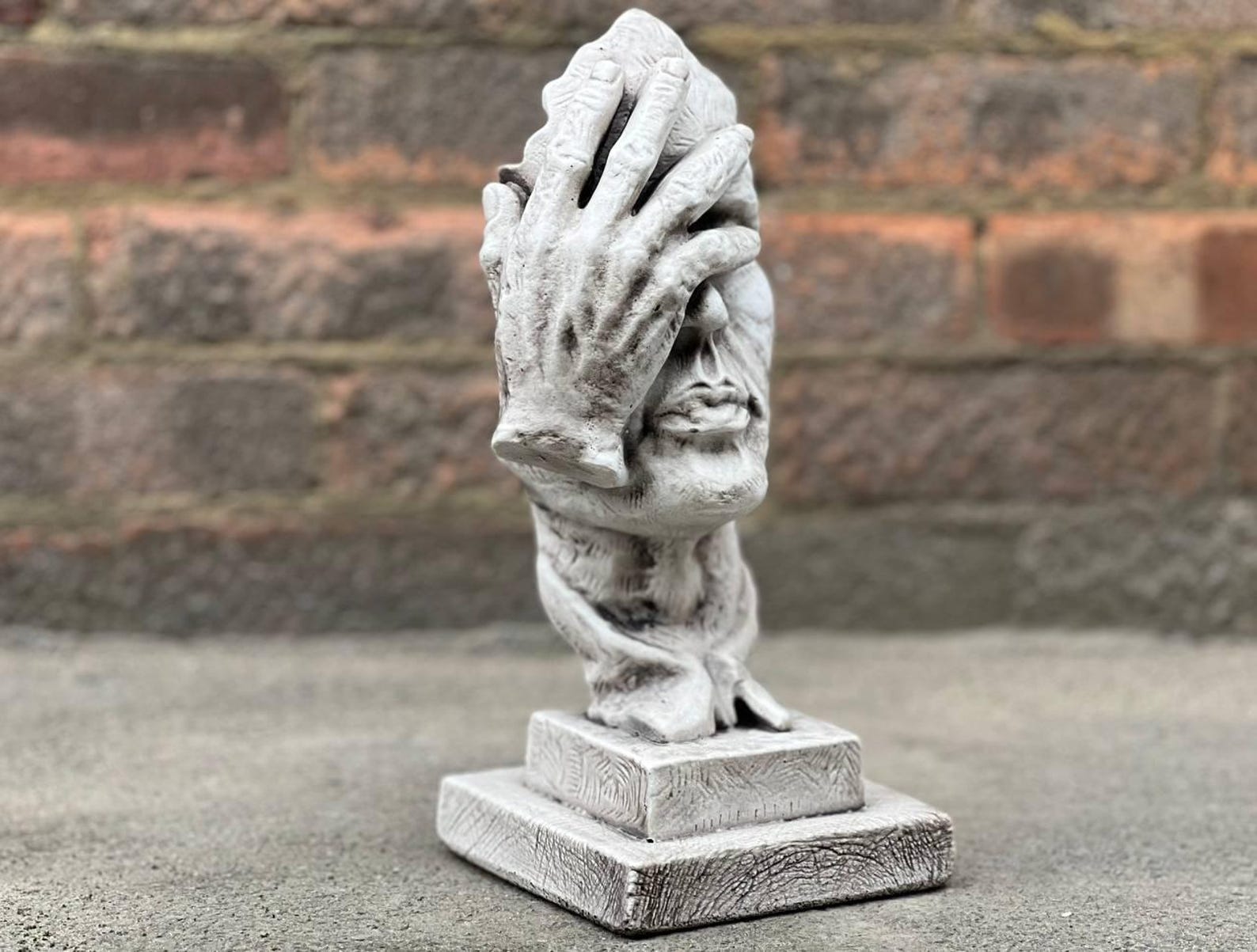 Modern Facepalm Figurine Concrete Hand Over Face Sculpture Garden Art ...