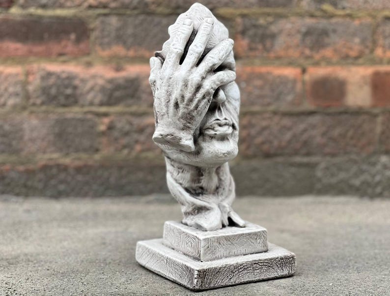 Modern Facepalm Figurine Concrete Hand Over Face Sculpture Garden Art ...