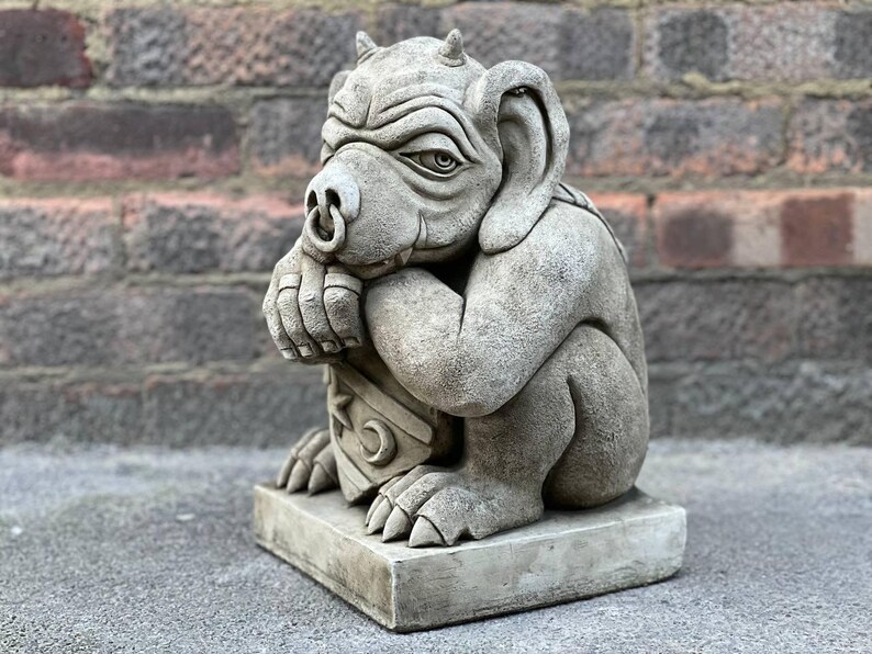 Guardian Gargoyle Statue Concrete Gargoyle Figurine Cement Gargoyle Dog ...