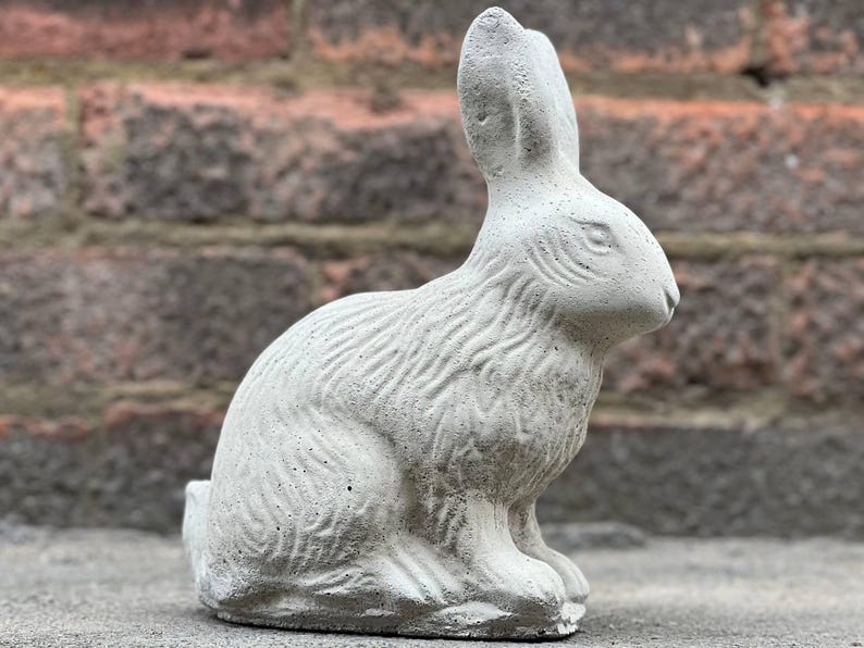 Stone Rabbit Figurine Concrete Garden and Home Bunny Statue Cement ...