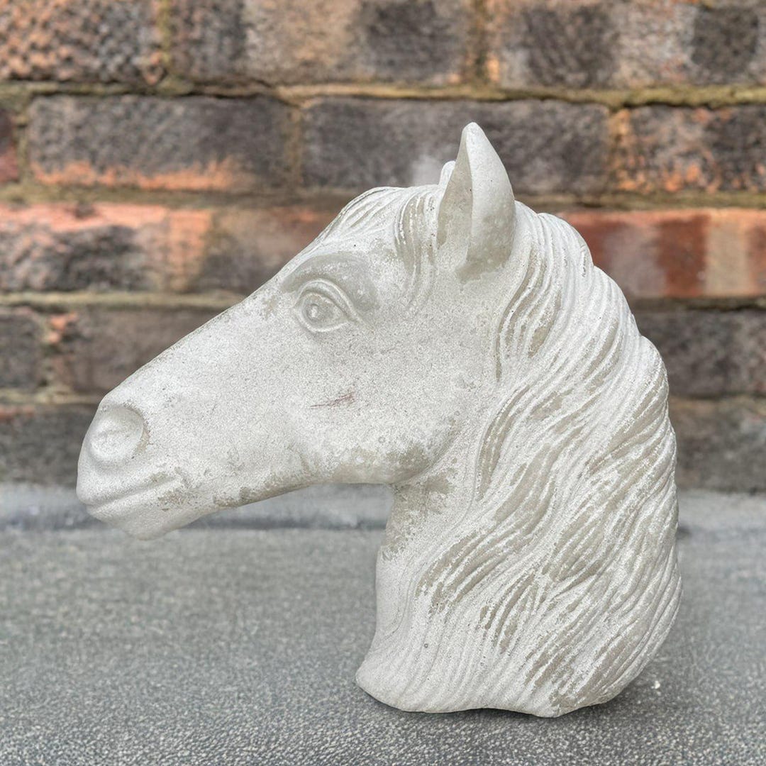 Well Face Horse Statue Concrete Face Horse Decoration Stone Ponny ...