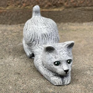 Playful Cat Figurine Cement Kitten Decoration Stone Kitty Sculpture ...