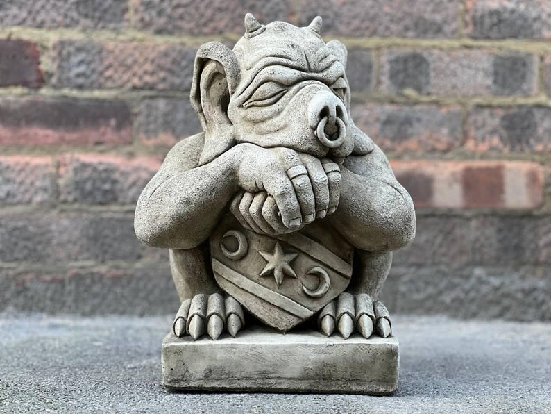 Guardian Gargoyle Statue Concrete Gargoyle Figurine Cement Gargoyle Dog ...