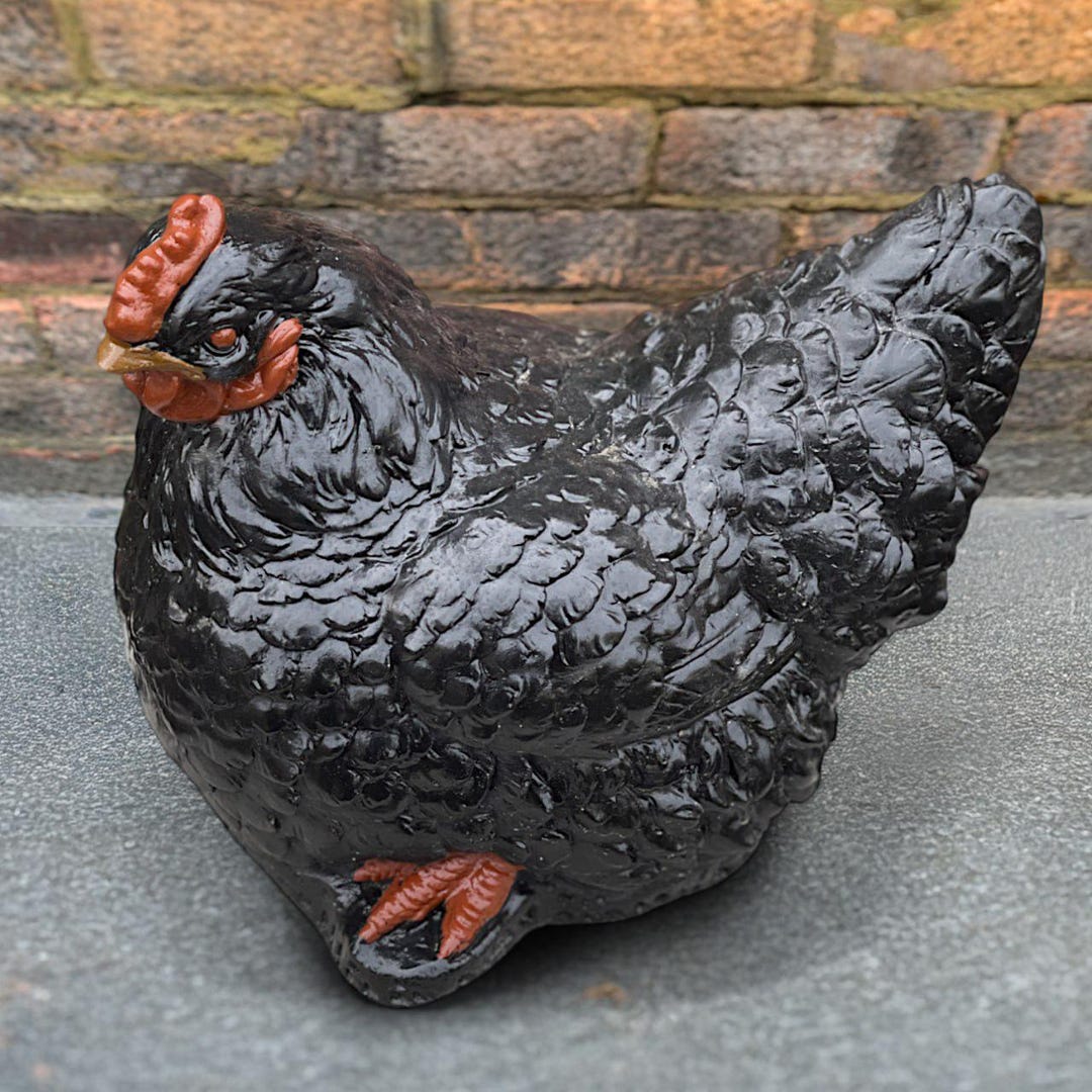 Outdoor Black Chicken Sculpture Stone Hen Chicken Decoration Concrete ...