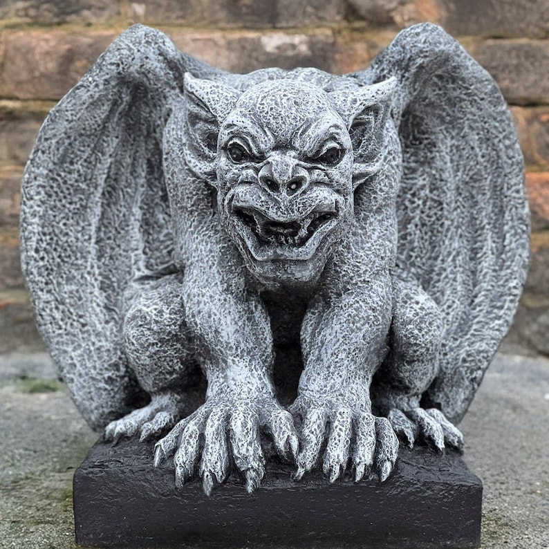 Concrete Gargoyle Statue Stone Monster Sculpture Outdoor Demon Figurine ...
