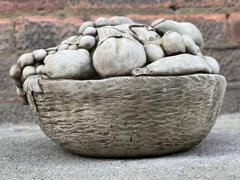 Concrete Fruit Bowl Sculpture Stone Garden Centerpiece Decorative ...