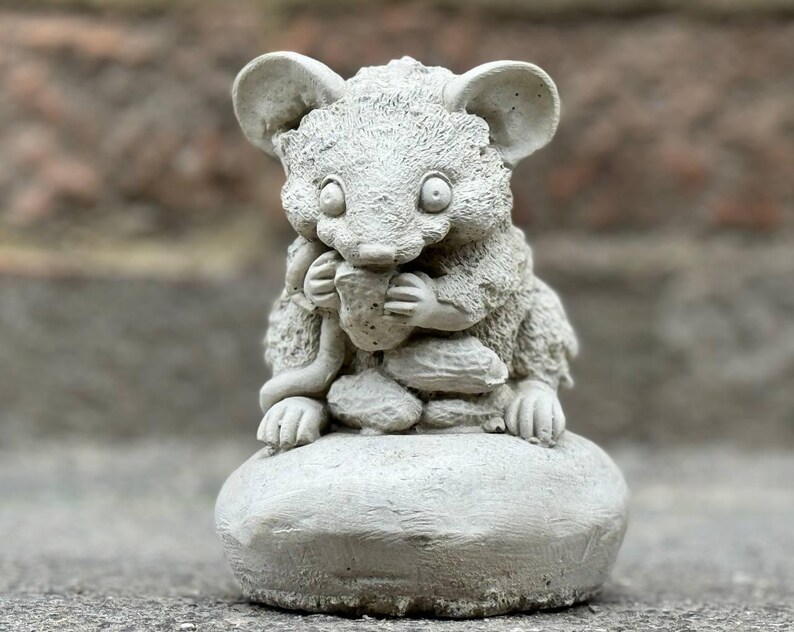 Concrete Mouse Statue Stone Sitting Mouse Figurine Cement Animal ...