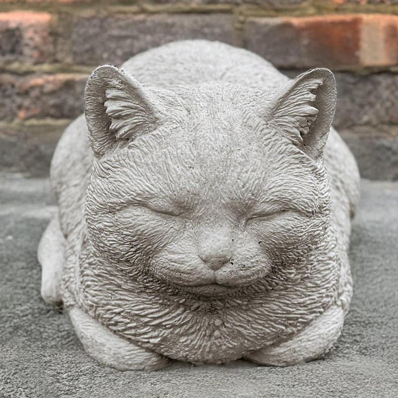 Stone Cat Statue Pet Memorial Concrete Lying Cat Garden Statues Cat ...