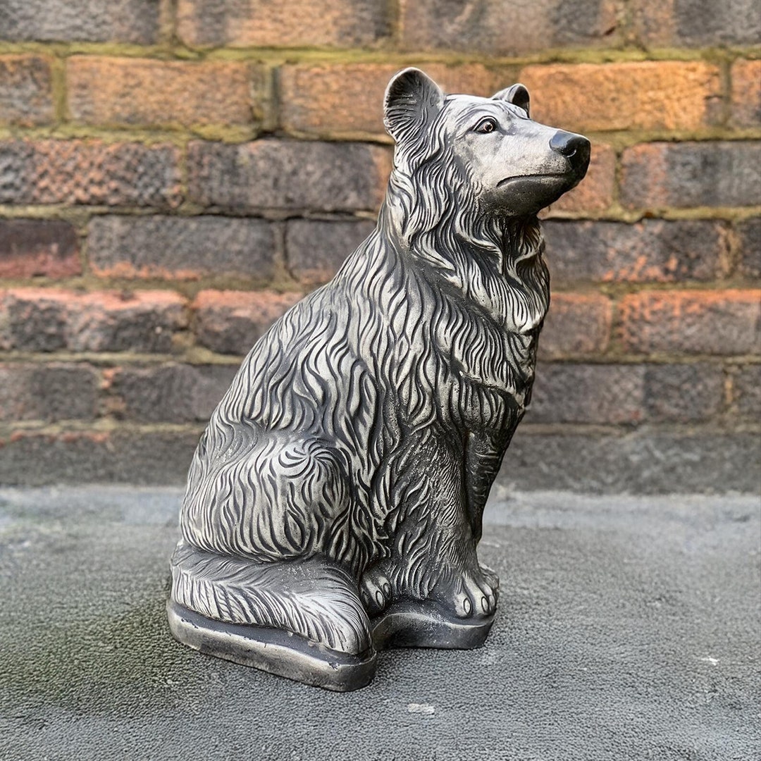 Collie Dog Statue Concrete Dog Figurine Stone Memorial Decoration ...