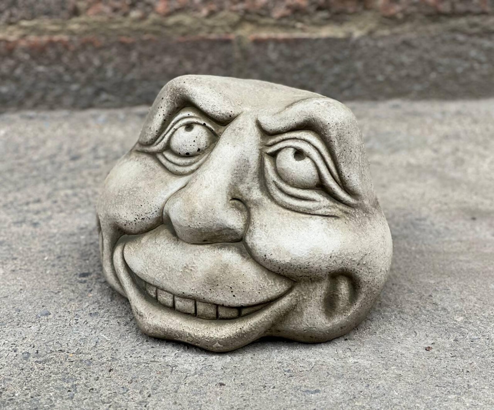 Outdoor Smiling Face Sculpture Abstract Garden and Home Ornament Stone ...